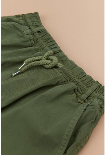 FullaModa Çocuk Beli Lastikli Kargo Cepli Kapri