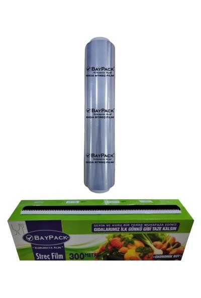 Baypack Kutulu Polietilen Şeffaf Gıda Streç Film 30 cm x 300 mt Baypack Kutulu Polietilen Şeffaf Gıda Streç Film 30 cm x 300 mt