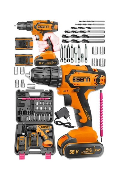 Eisenn Germany Technology Sherif 58 V 8 Ah Darbeli Samsung Akülü Vidalama Matkap + Yardımcı Komple Set Eisenn Germany Technology Sherif 58 V 8 Ah Darbeli Samsung Akülü Vidalama Matkap + Yardımcı Komple Set