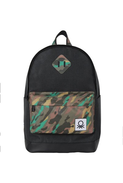Benetton 70433 Siyah Kamuflaj Okul Sırt Çantası