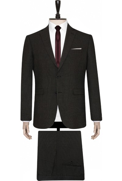 Süvari Desenli Siyah Rahat Kalıp Takım Elbise