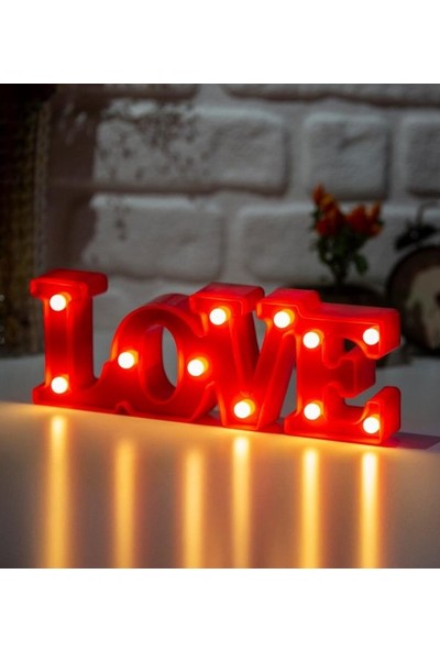 Mobgift 3D LED Pano Love Duvar/Gece Lambası (Kırmızı)