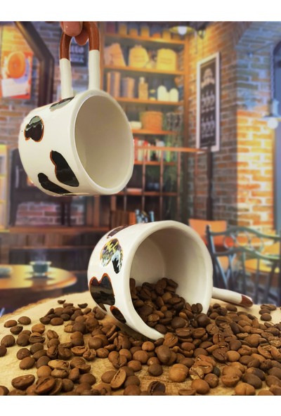 Mk Dekoratif El Yapımı Siyah Leopar Seramik Kupa