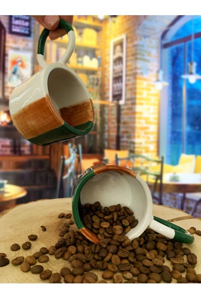 Mk Dekoratif El Yapımı Eskitme Seramik Kupa