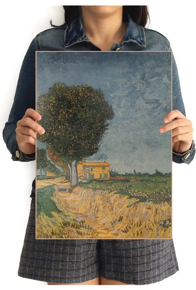 Caph Design Van Gogh - Vintage Kraft Poster - 32X45CM - Özel Kutulu