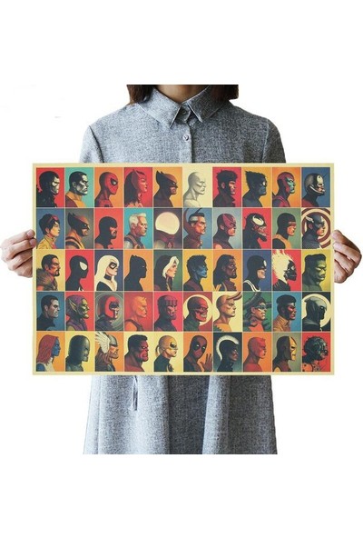 Caph Design Marvel Evreni Kahramanları Vintage Kraft Poster - 32X45CM
