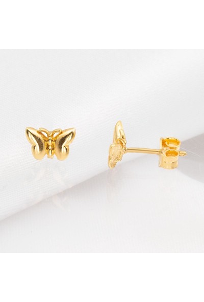 Bilezikci Kelebek 22 Ayar Altın Klipsli Küpe
