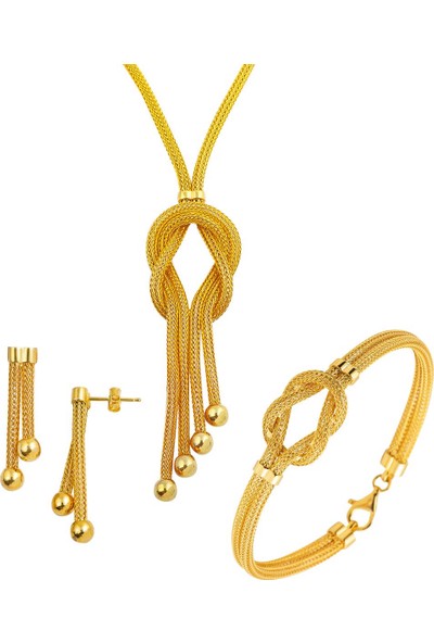 Bilezikci Sarkaç Toplar Örgü Zincir Altın Set