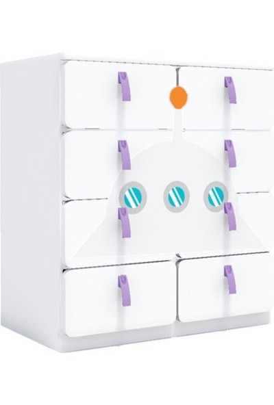 Woody Life 8 Çekmeceli Çocuk Odası Anaokulu Kreş Dolap Uzay Temalı