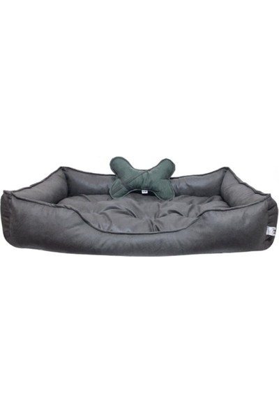 Patili Evler Füme Büyük Irk Köpek Yatağı 75 x 110 cm Kemik Yastıklı - Tırmalamaya Dayanıklı