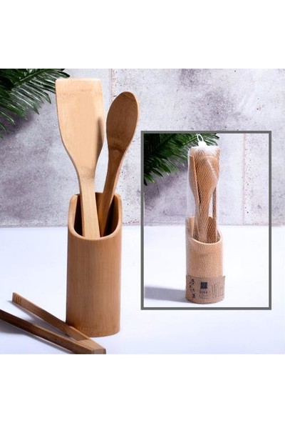 Ksv Bambu Dik Kaşıklıklı Kaşık-Maşa Spatula Seti 4 Lü Ksv Bambu Dik Kaşıklıklı Kaşık-Maşa Spatula Seti 4 Lü