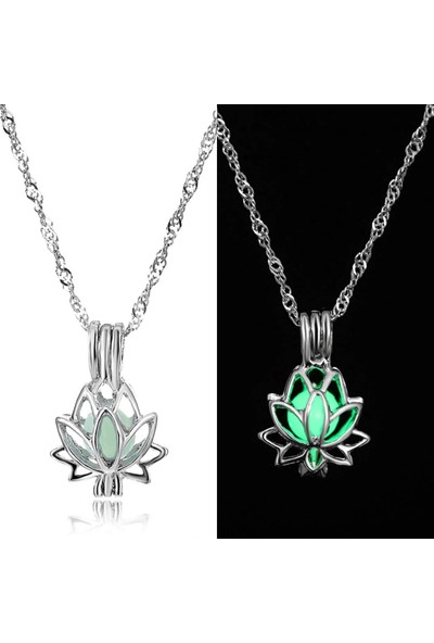 Takı Dükkanı Gece Parlayan Fosforlu Lotus Kolye bbk25