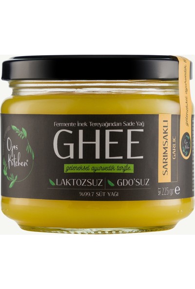Ojas Kitchen Sarımsaklı Ghee (Sade Yağ) 225 gr - Laktozsuz Gdo' Suz Saf Yağ / Sadeyağ Ojas Kitchen Sarımsaklı Ghee (Sade Yağ) 225 gr - Laktozsuz Gdo' Suz Saf Yağ / Sadeyağ