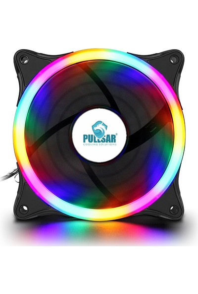 Pullsar Rainbow Ledli Süper Sessiz 120 mm 12 cm Double Ring RGB Fan Pullsar Rainbow Ledli Süper Sessiz 120 mm 12 cm Double Ring RGB Fan