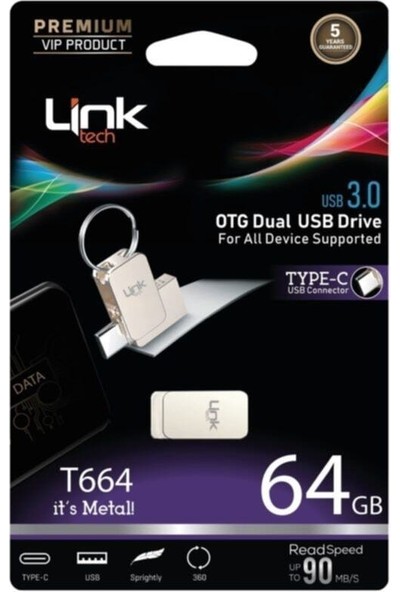 Linktech 64GB Type-C Dual 3.0 90MB/S Premium USB Bellek Linktech 64GB Type-C Dual 3.0 90MB/S Premium USB Bellek