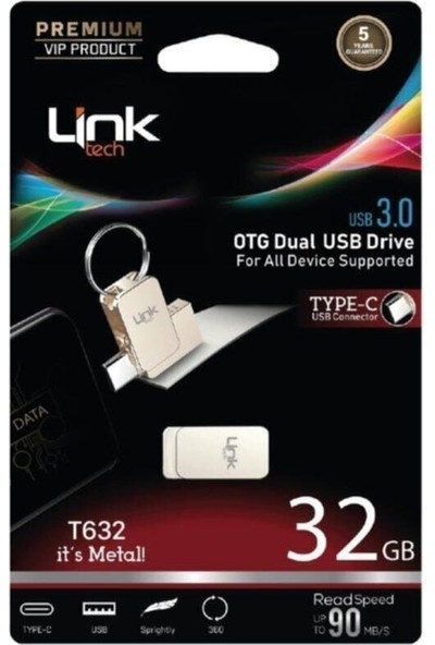 Linktech 32GB Type-C Dual 3.0 90MB/S Premium USB Bellek Linktech 32GB Type-C Dual 3.0 90MB/S Premium USB Bellek