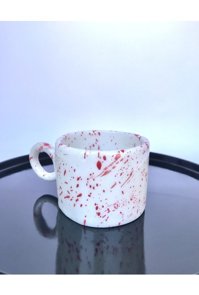 Seramikhanem El Yapımı Kırmızı Damla Seramik Kupa