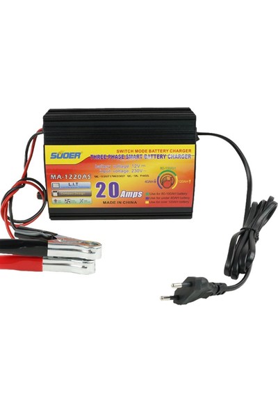 Suoer MA-1220AS 12 Volt 20 Amper Akıllı Akü Şarj Cihazı Suoer MA-1220AS 12 Volt 20 Amper Akıllı Akü Şarj Cihazı
