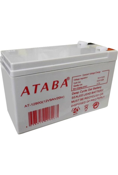 Akü 12 Volt 9 Amper Ataba AT-1290G Jell Akü ( 150 x 65 x 90 mm )