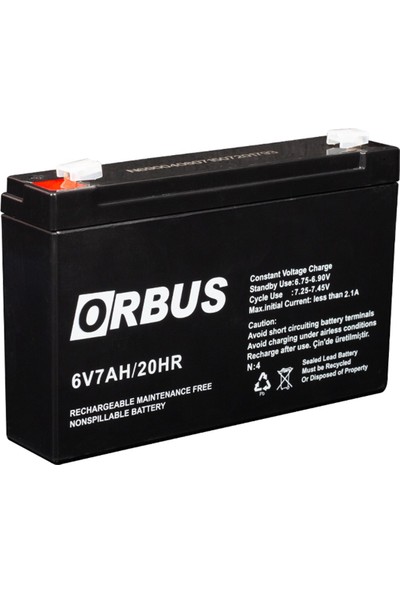 Akü 6 Volt 7 Amper Orbus ( 150 x 50 x 94 mm )