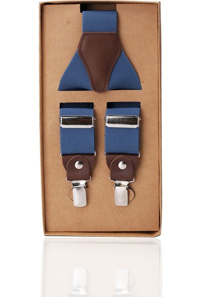 Kravatkolik Mavi Renk Deri Bağlantılı Erkek Pantolon Askısı PAN52 Kravatkolik Mavi Renk Deri Bağlantılı Erkek Pantolon Askısı PAN52