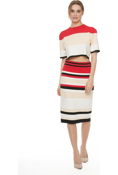 GIZIA Color Block Triko Tüp Etek GIZIA Color Block Triko Tüp Etek