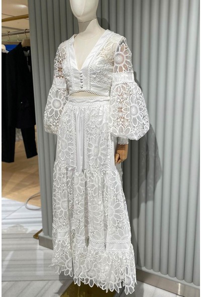 GIZIA Brode Dantelli Uzun Etek