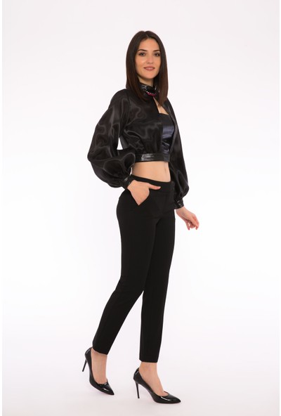 GIZIA Dar Paça Siyah Pantolon