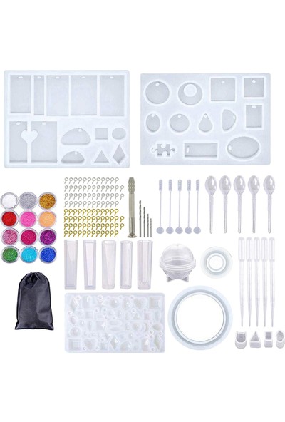 Dolity 148 Adet Silikon Epoksi Reçine Kalıpları ve Parlak Tozlar (Yurt Dışından) Dolity 148 Adet Silikon Epoksi Reçine Kalıpları ve Parlak Tozlar (Yurt Dışından)