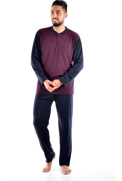 Pemilo Erkek 1002 Jakarlı Uzun Kol Pijama Takımı Bordo Pemilo Erkek 1002 Jakarlı Uzun Kol Pijama Takımı Bordo