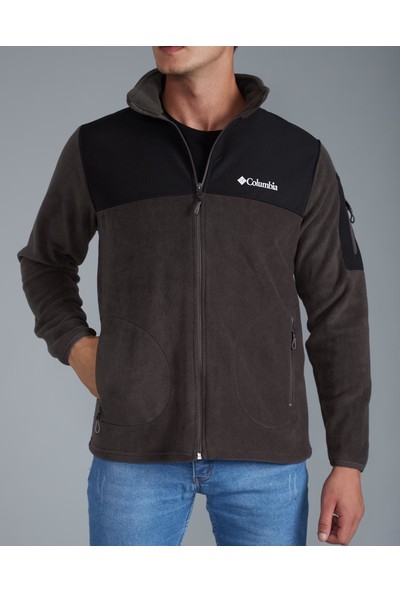 Columbia Füme Fermuarlı Beyaz Baskılı Erkek Polar