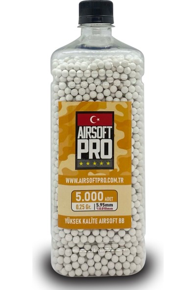Airsoft Pro 0.25 gr Bb - 5.000 Adet - 1.25 kg Şişe