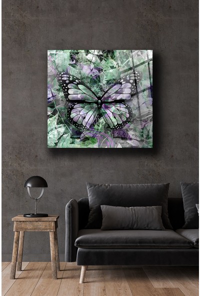 Sio Glass Soyut Kelebek Cam Tablo
