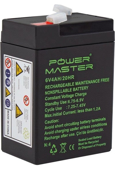 Powermaster 6VOLT 4AMPER Işıkdak Aküsü Powermaster 6VOLT 4AMPER Işıkdak Aküsü