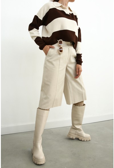 ALLDAY Çizgili Polo Yaka Triko Kazak