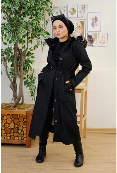 İmaj Butik Içi Kürklü Kapişonlu Mont/siyah İmaj Butik Içi Kürklü Kapişonlu Mont/siyah