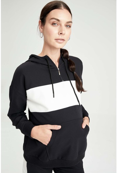 DeFacto Hamile Relax Fit Renk Bloklu Kapüşonlu Sweatshirt. W4703AZ21AU DeFacto Hamile Relax Fit Renk Bloklu Kapüşonlu Sweatshirt. W4703AZ21AU