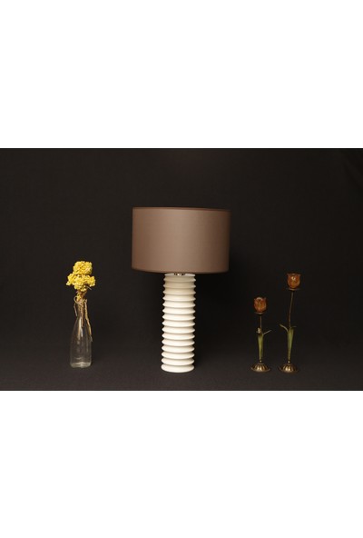 Bej Boğumlu Ahşap Abajur Collezione Speranza