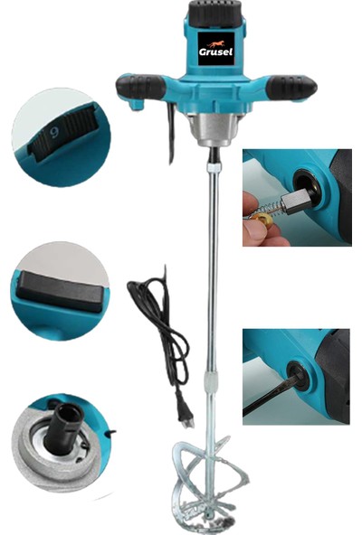 Grusel 5300 W 6 Kademe Devir Ayarlı Elektirikli Alçı Boya ve Harç Karıştırıcı Mikser Grusel 5300 W 6 Kademe Devir Ayarlı Elektirikli Alçı Boya ve Harç Karıştırıcı Mikser