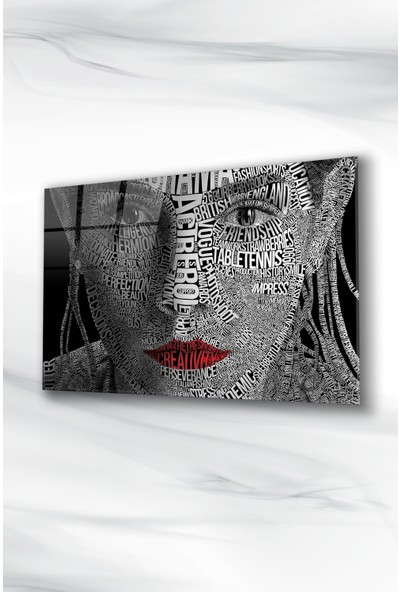 Mor Concept Kırmızı Dudak Cam Duvar Tablosu 30X45CM