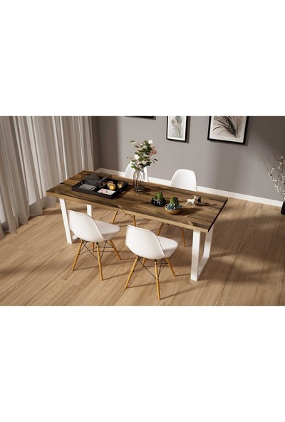 Woodesk Hayal Masif Ceviz Renk 140X80 Sandalyeli Masa Takımı CPT7335-140 Woodesk Hayal Masif Ceviz Renk 140X80 Sandalyeli Masa Takımı CPT7335-140