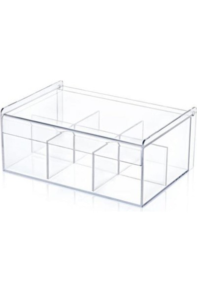 Saban Çay Kutusu 6 Bölmeli Kapaklı Plastik Saklama Kabı