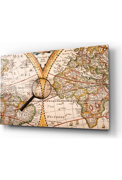 Mor Concept Retro Dünya Haritası Cam Tablo 60 x 90 cm
