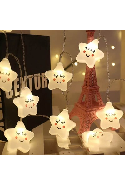 10'lu Gülen Yıldız Şekilli LED Işık Aydınlatma Gün Işığı