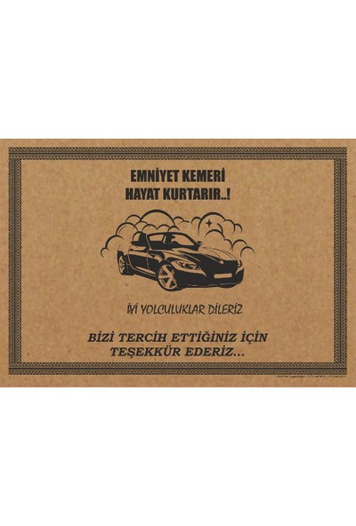 Cihan Oto Paspas Kağıdı Araba Resmi Basılı 100 Adet