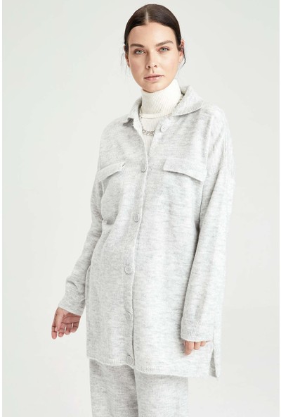 DeFacto Regular Fit Polo Yaka Uzun Kollu Triko Tunik V8226AZ21WN