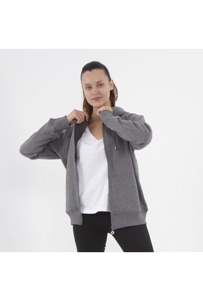 Think Simple Kadın Kapişonlu S-Shırt - Gri