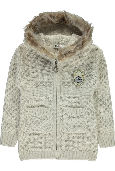 Civil Girls Kız Çocuk Kapüşonlu Hırka 6-9 Yaş Bej