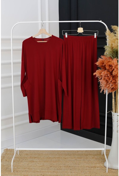 İmaj Butik Yanları Cep Detaylı Ikili Takım-Bordo