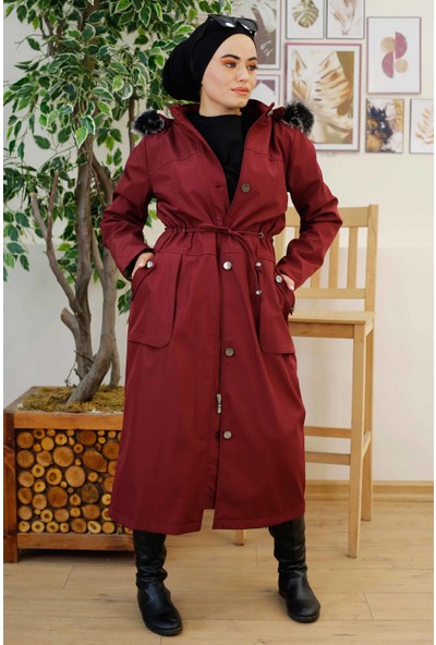 İmaj Butik Içi Kürklü Kapişonlu Mont/bordo İmaj Butik Içi Kürklü Kapişonlu Mont/bordo